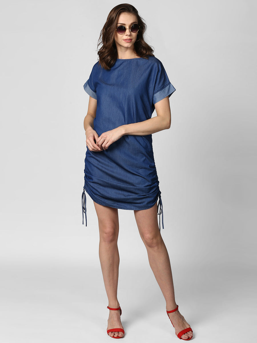 Women's Blue Denim String Adjustor Dress – Stylestone
