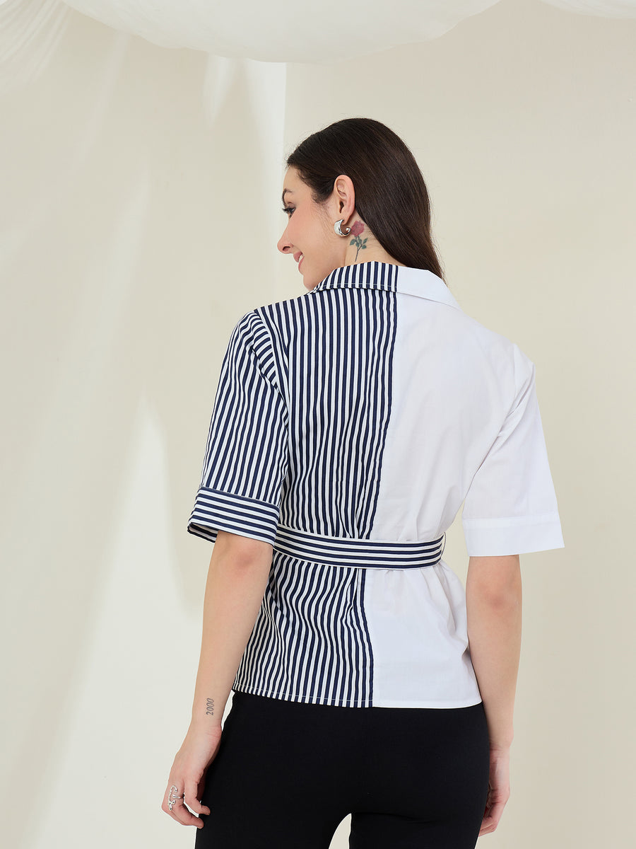 StyleStone Women's Striped Color Block Wrap Top – Stylestone