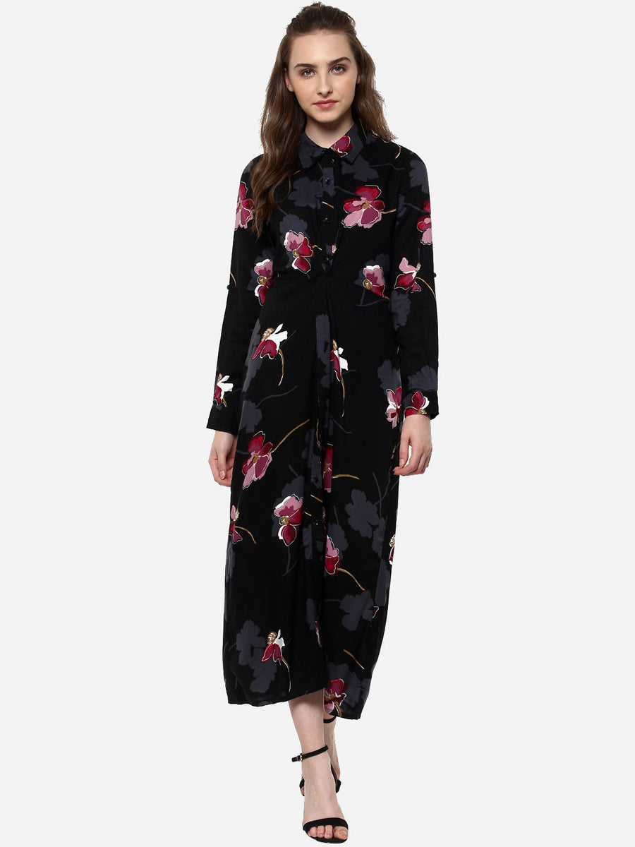 Women's Navy Blue Dress with Waist Pleats – Stylestone