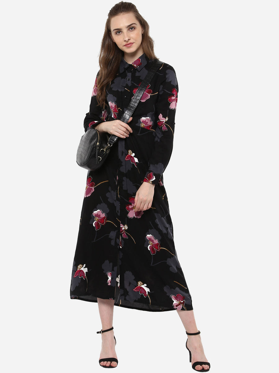 Women's Navy Blue Dress with Waist Pleats – Stylestone