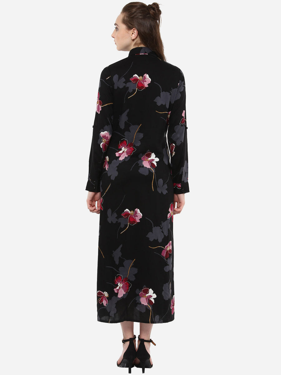 Women's Navy Blue Dress with Waist Pleats – Stylestone