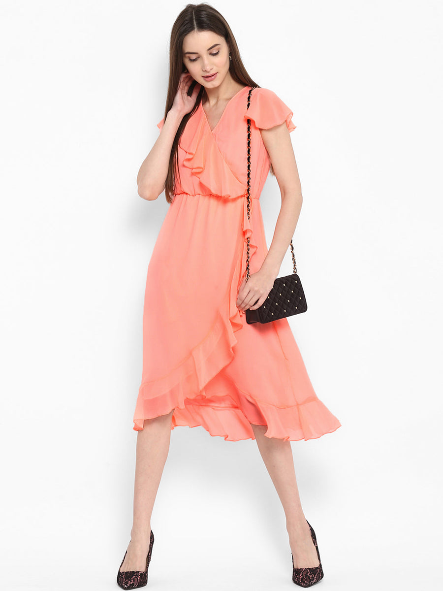 Women's Neon Pink Cascade Ruffled Dress – Stylestone