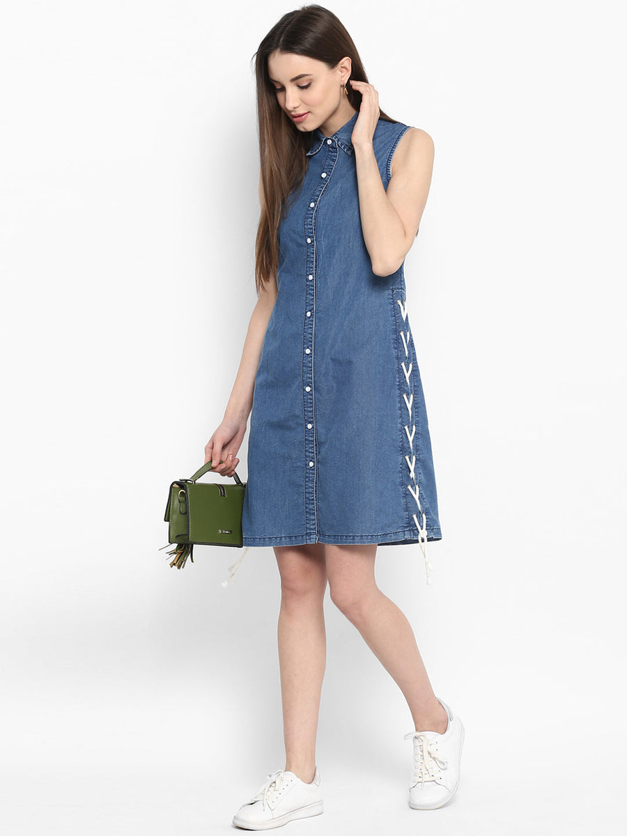 Women's Denim Dress with White Draw String Insert – Stylestone
