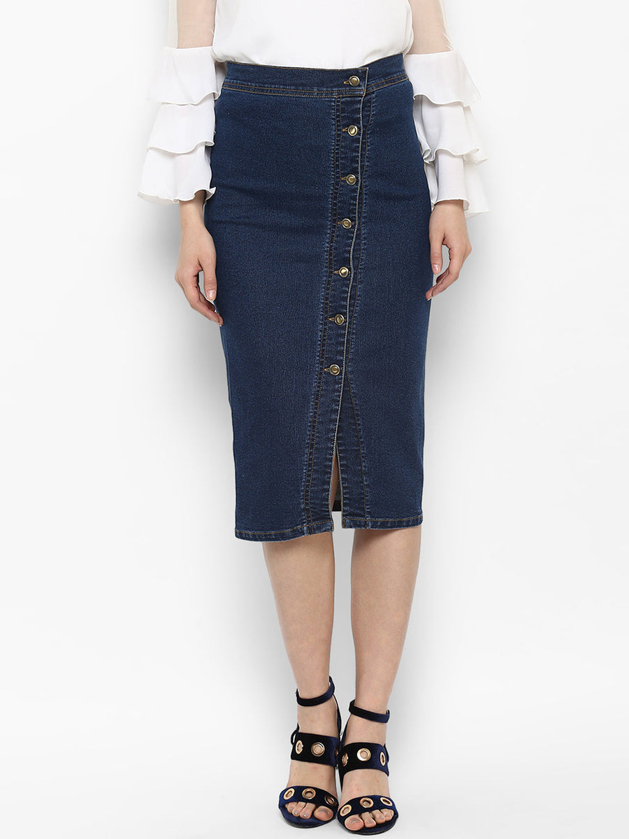 Women's Denim Diagonal Button Skirt – Stylestone