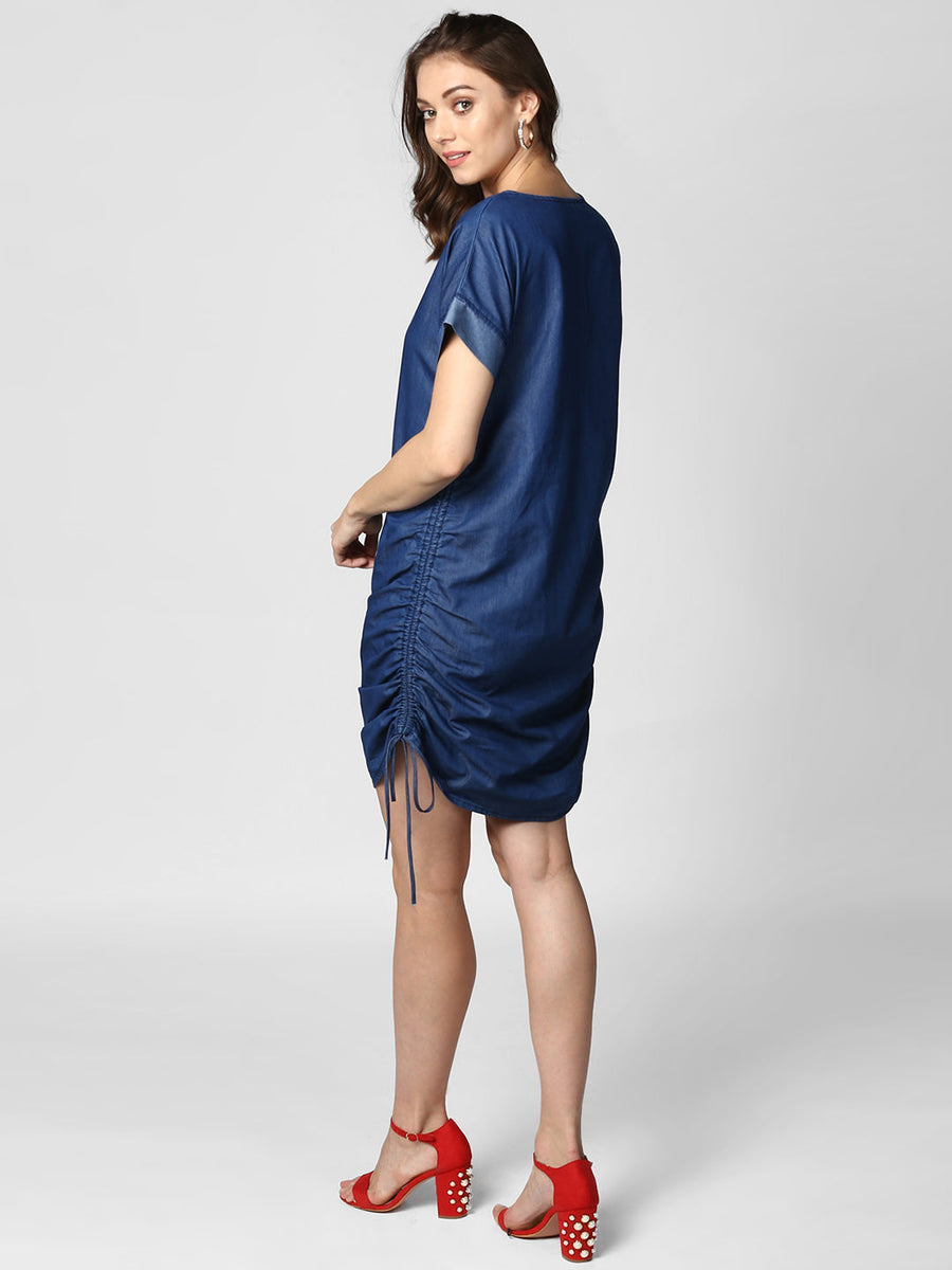 Women's Blue Denim String Adjustor Dress – Stylestone