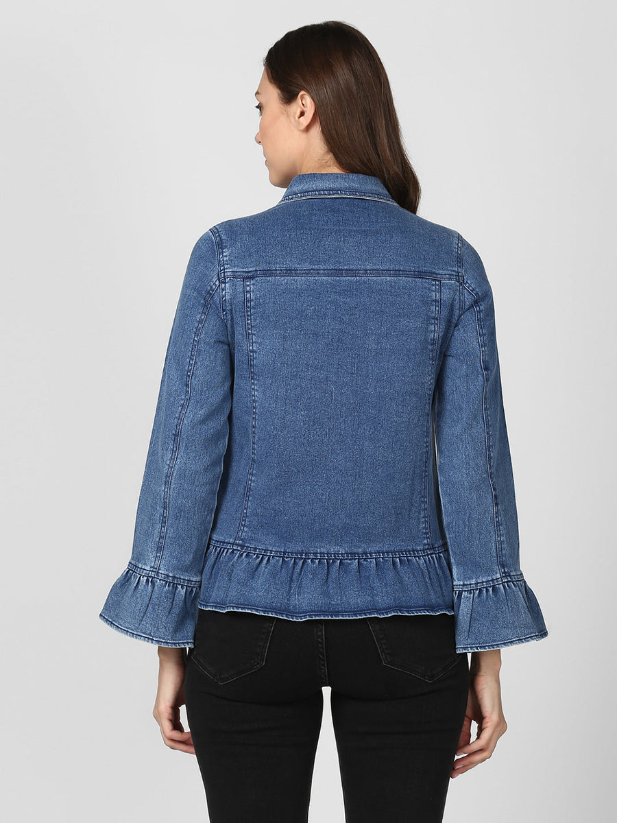 Women's Blue Denim Peplum Style Jacket – Stylestone