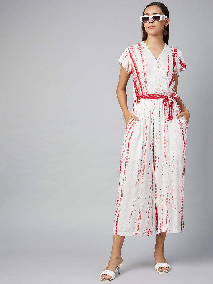 Women's Red Tie & Dye Rayon printed Jumpsuit – Stylestone