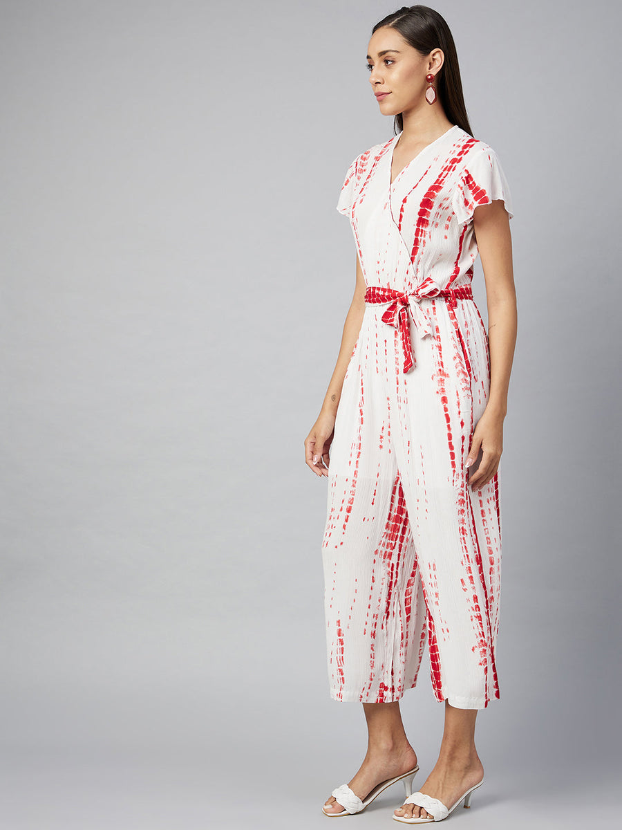 Women's Red Tie & Dye Rayon printed Jumpsuit – Stylestone