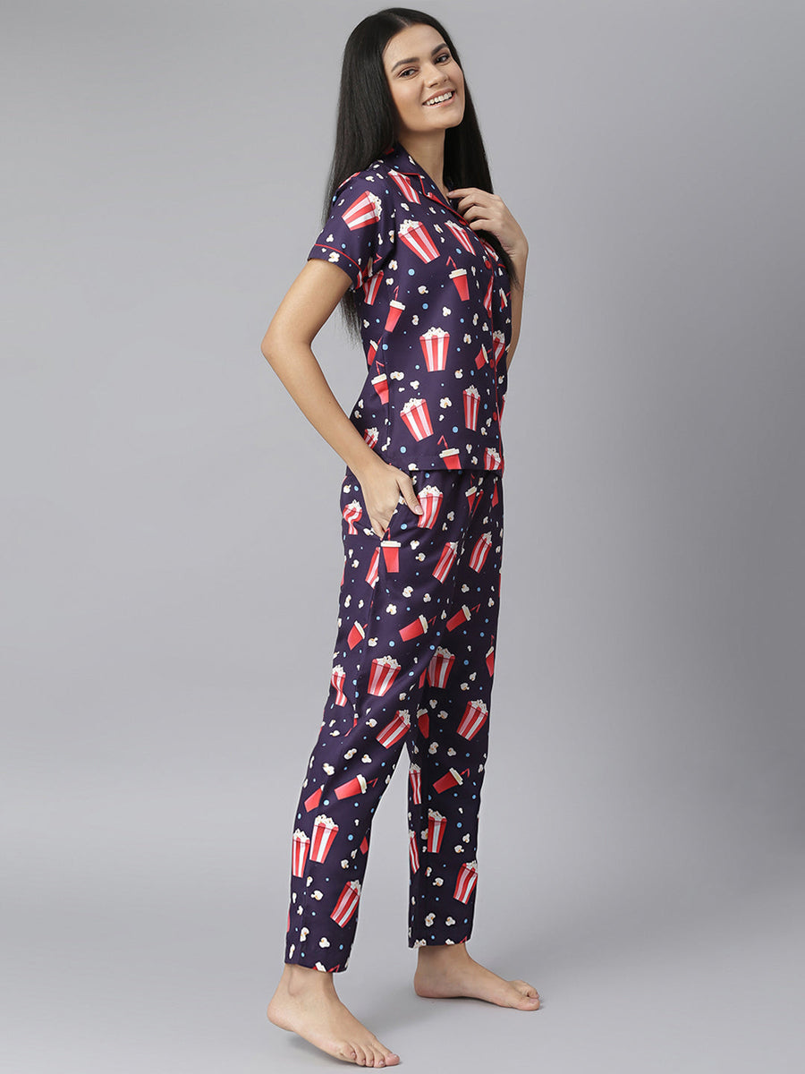 Women's Popcorn Digital Print Night Suit Set – Stylestone