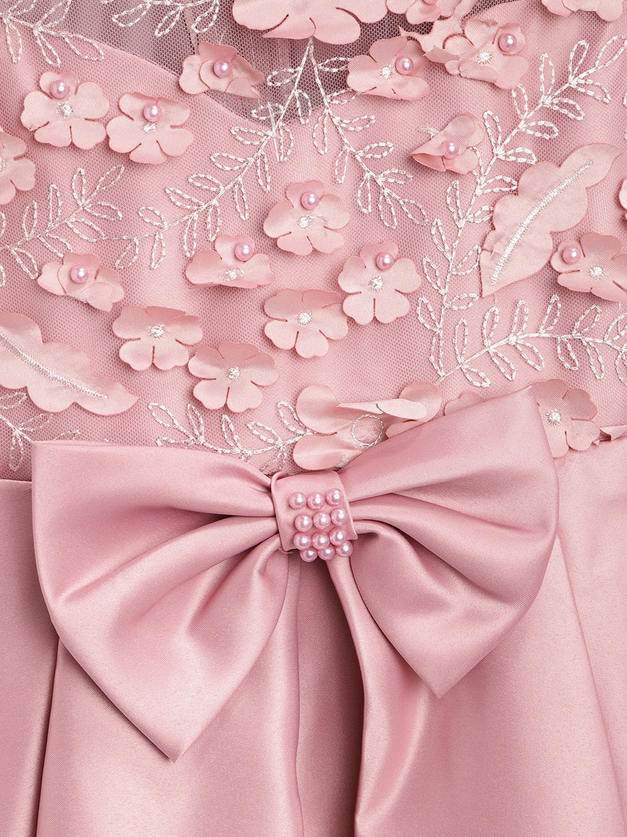 Girls Berry Pink Pearls and embroidered Party Dress – Stylestone